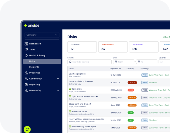 Shared PCBU Risk Management Software | Onside
